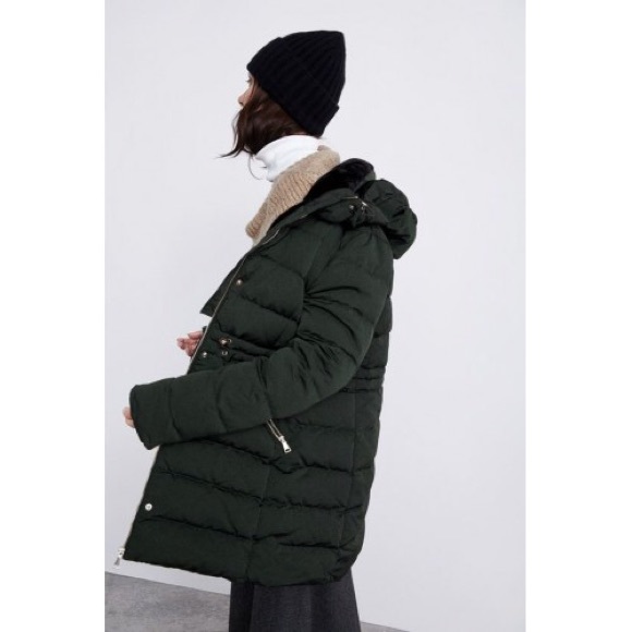 Zara | Jackets & Coats | Zara Down Filled Puffer Jacket Coat Brand New With Tags Dark Green ...